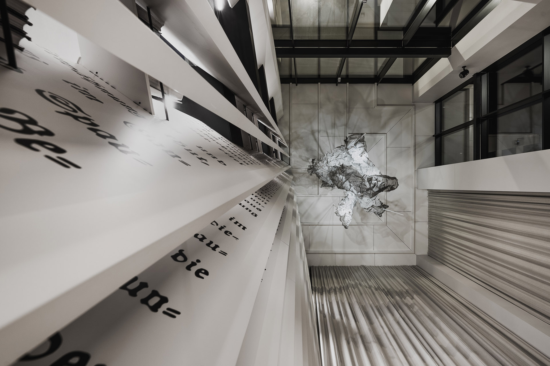 Huge wooden books create the space for the Lobby of the Philosophers ...