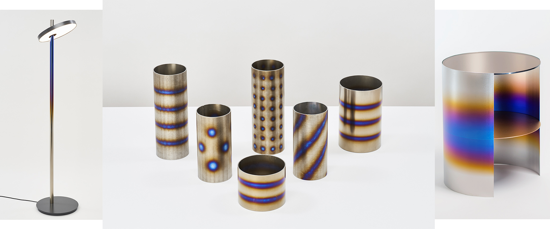 Burning metal. The combustion of metal creates iridescent shades for a ...