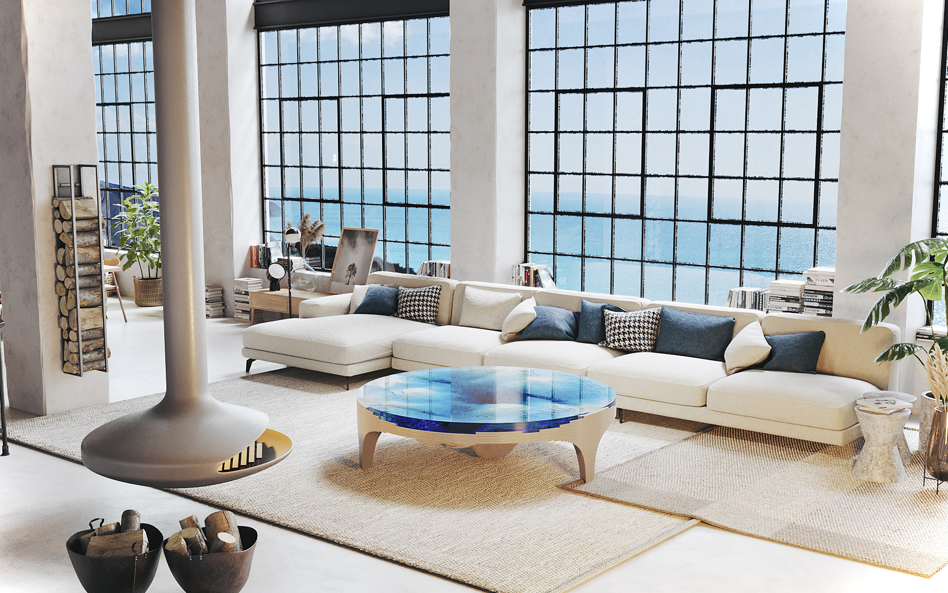 Abyss Horizon Coffee Table edition 2023. Glass and color for an oceanic ...