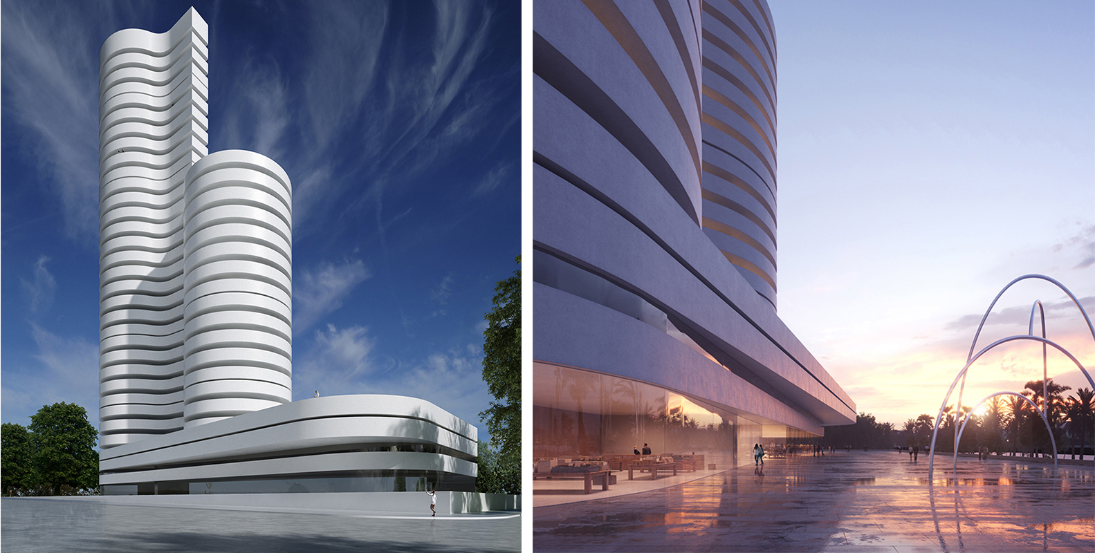 Torre como un monumento. Estructura helicoidal que simboliza el acceso ...