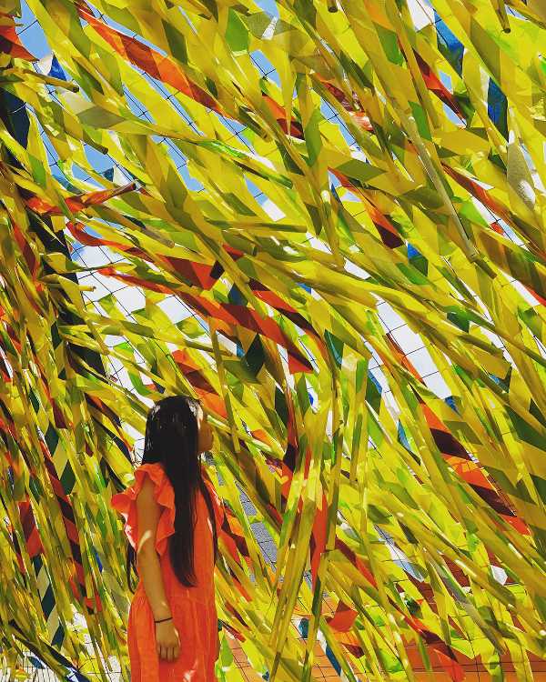 Roof Line Garden. Coloured ribbons to create a space for socialising