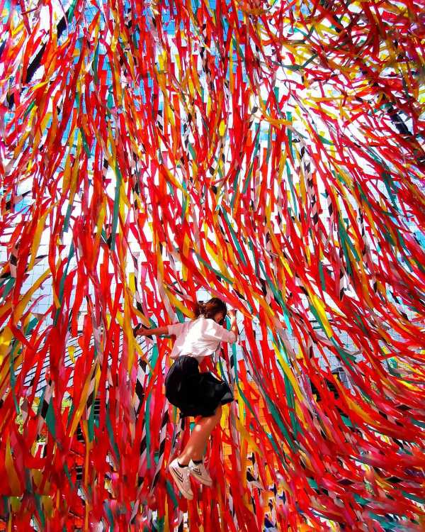 Roof Line Garden. Coloured ribbons to create a space for socialising