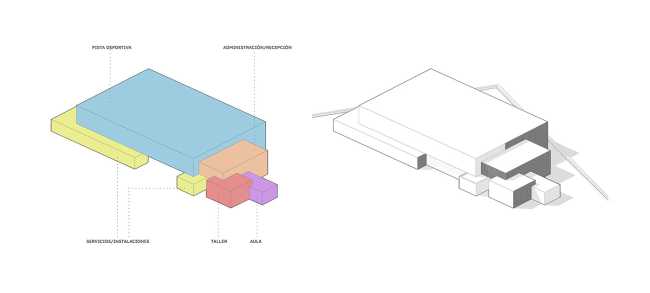 Multipurpose center in Matagorda. A volumetric tetris concept of a ...