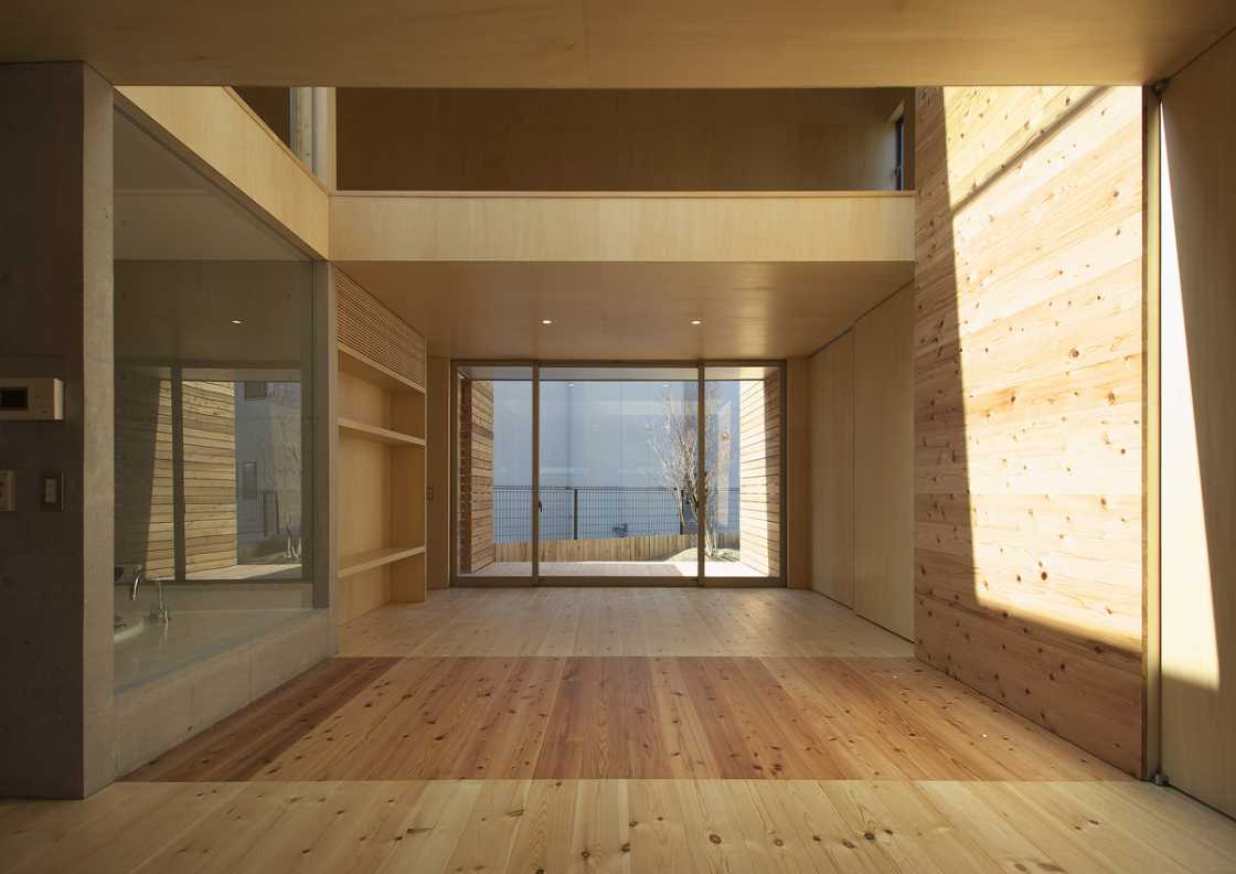 Dwelling made from warm wood. Project for wide spaces and bright views