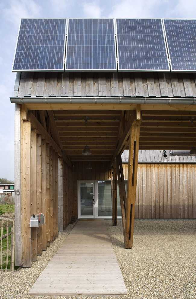 Sawtooth wooden structure. The design is reminiscent of the local ...