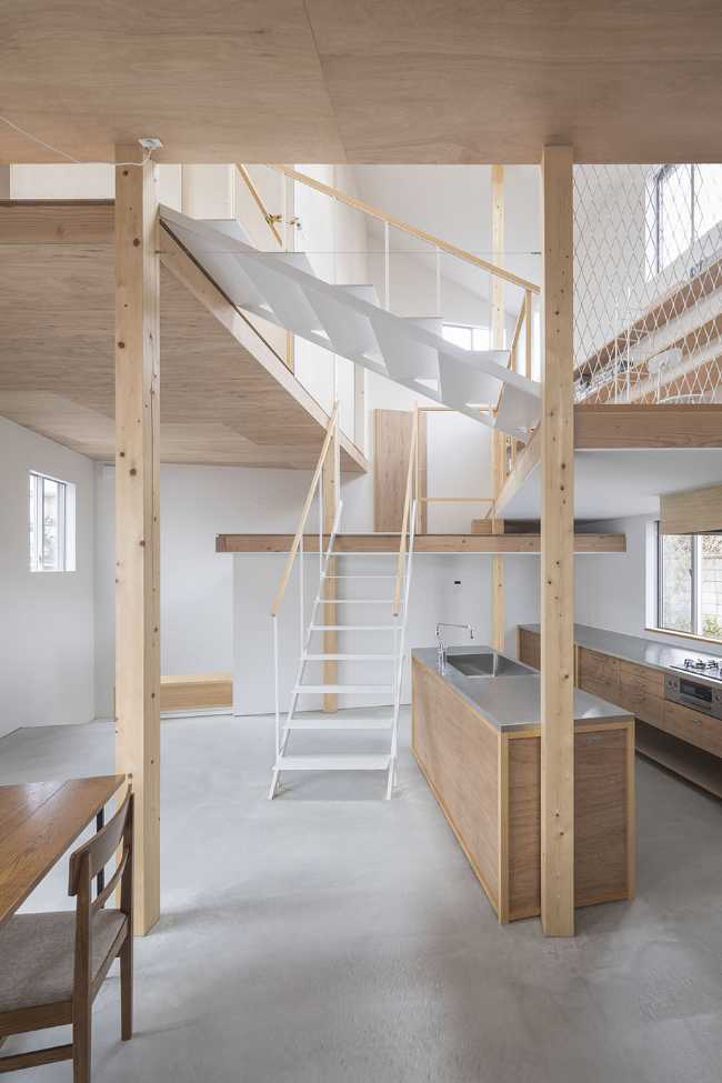 Permeable living space. Open Space wooden interiors