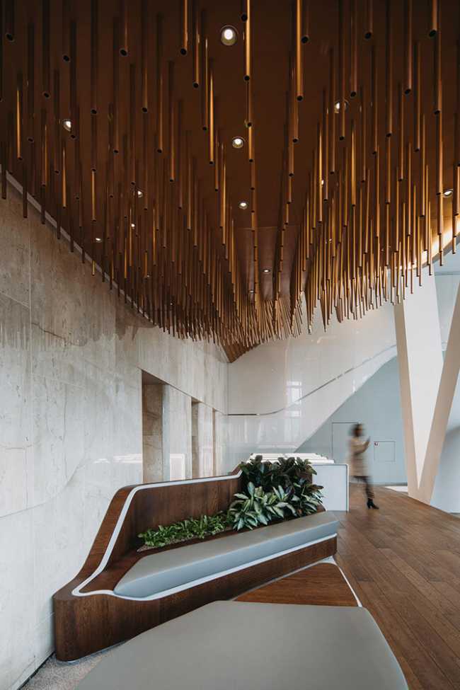 New design for the entrance hall of a tower. Flexible and welcoming space