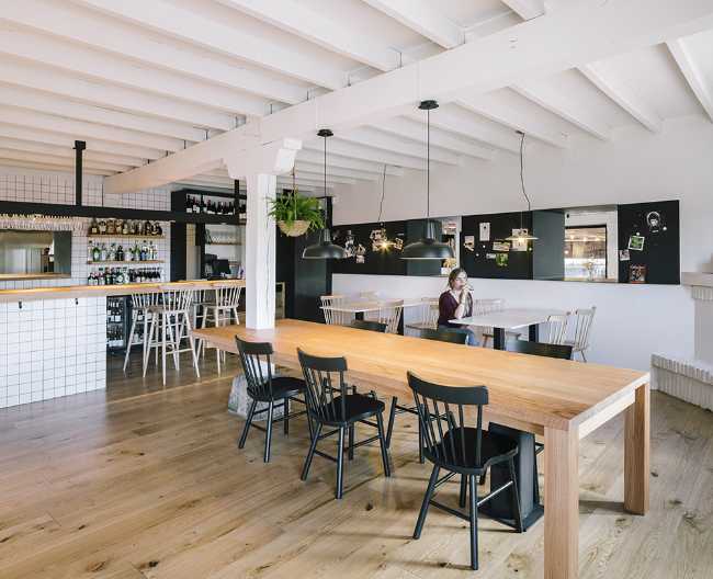 Restaurant in a small Spanish village. Simplicity of materials that are ...