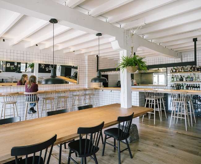 Restaurant in a small Spanish village. Simplicity of materials that are ...