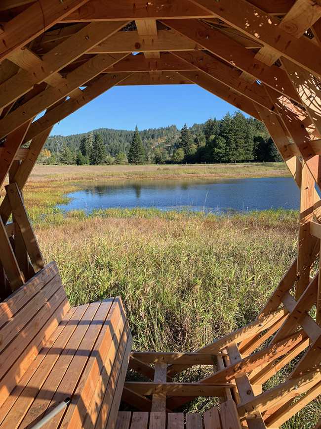 Wood installation in Canadian nature. A pavilion as a monument to the ...
