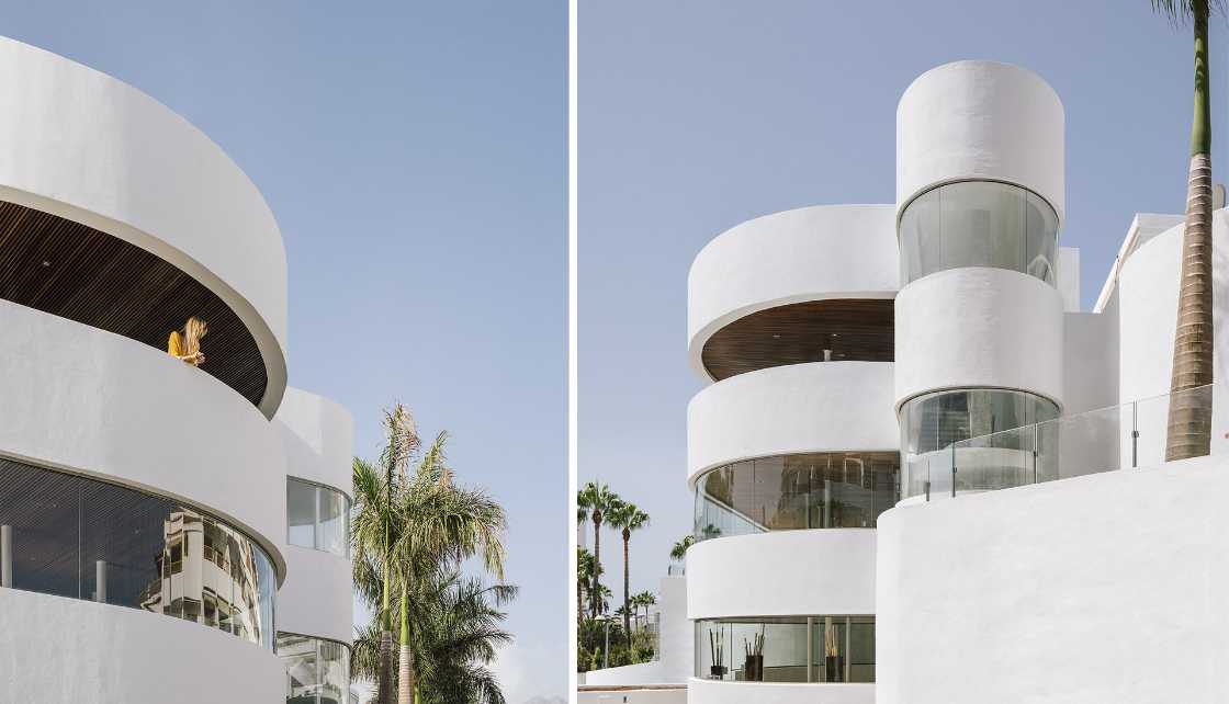 Resort in Tenerife. Topography outlines five buildings by blending the ...